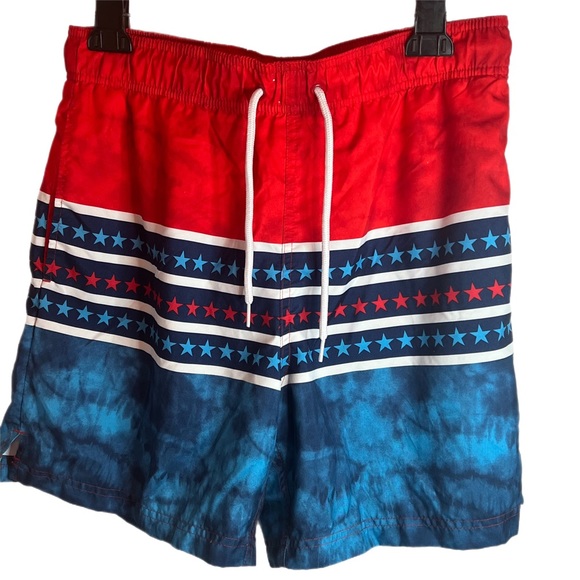 George | Swim | George Red White Blue Stars Tye Dye Swim Trunks Mens ...